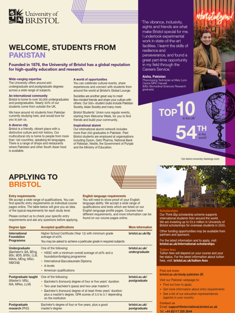 uni of bristol_International Leaflets 2025-26 PAKISTAN - web | PDF | Bachelor's Degree ...