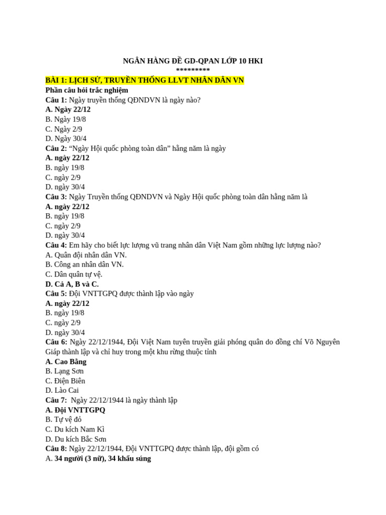 10 Ôn Tập Hki | PDF