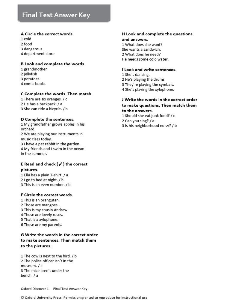 OD1 FInal Test Key | PDF