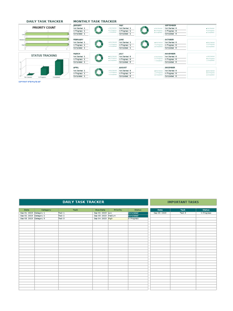 Daily and Monthly Task Tracker Template | PDF | Computing
