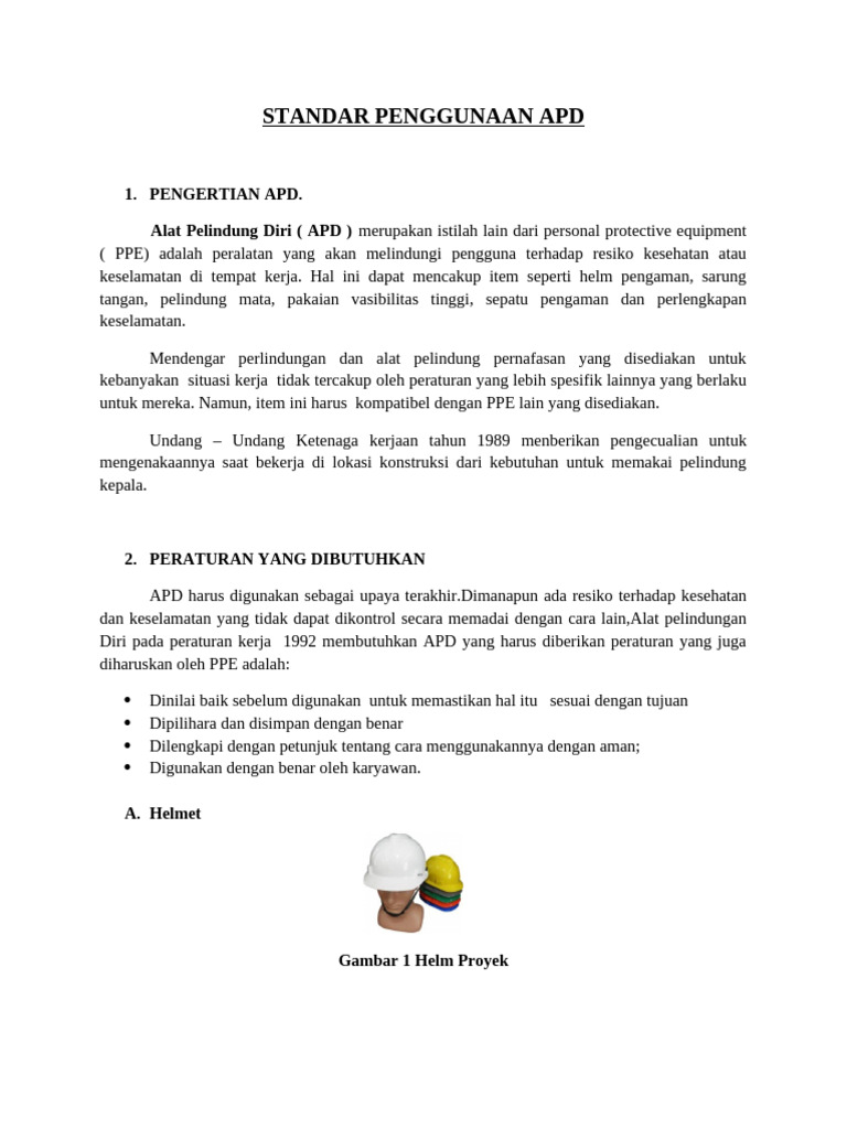 Standard Penggunaan APD | PDF