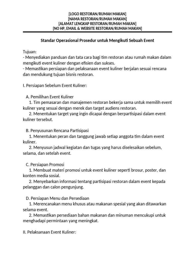 SOP Mengikuti Sebuah Event | PDF