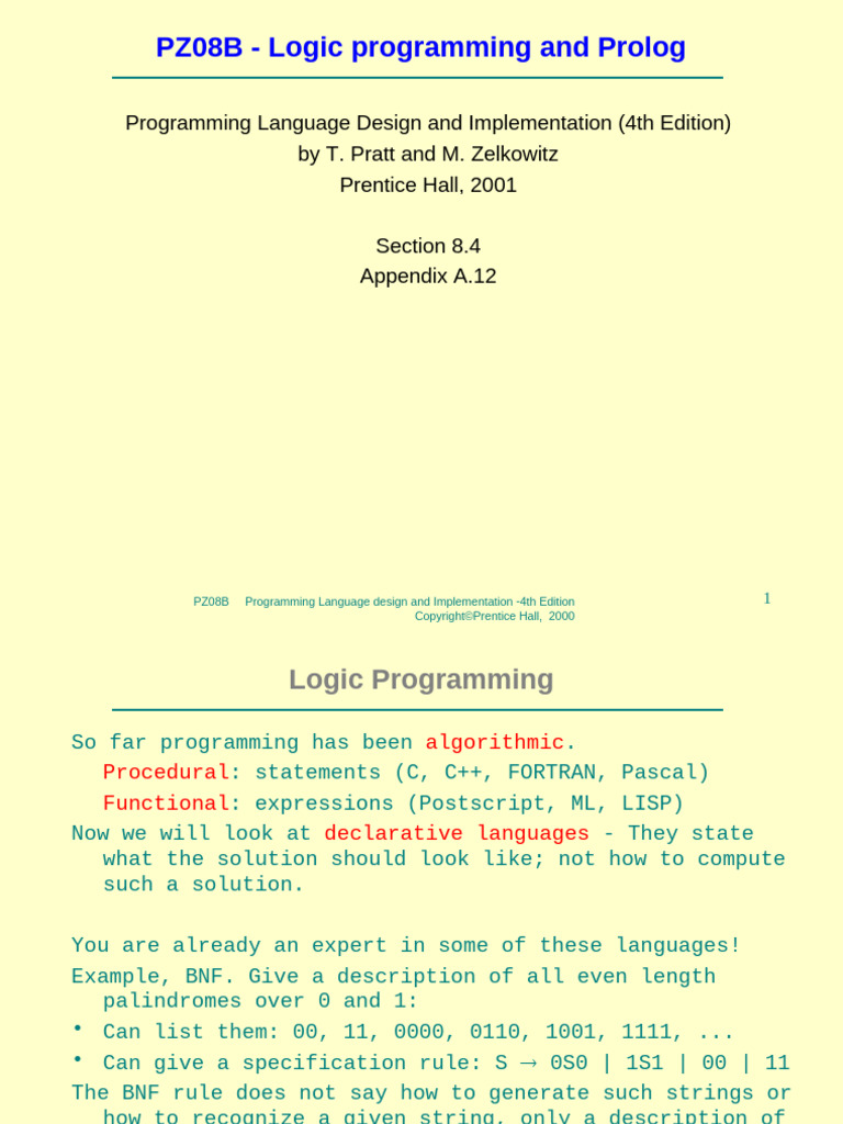 Logic Programming and PROLOG | PDF | Computer Programming | Computing Logic Programming and PROLOG | PDF | Computer Programming | Computing