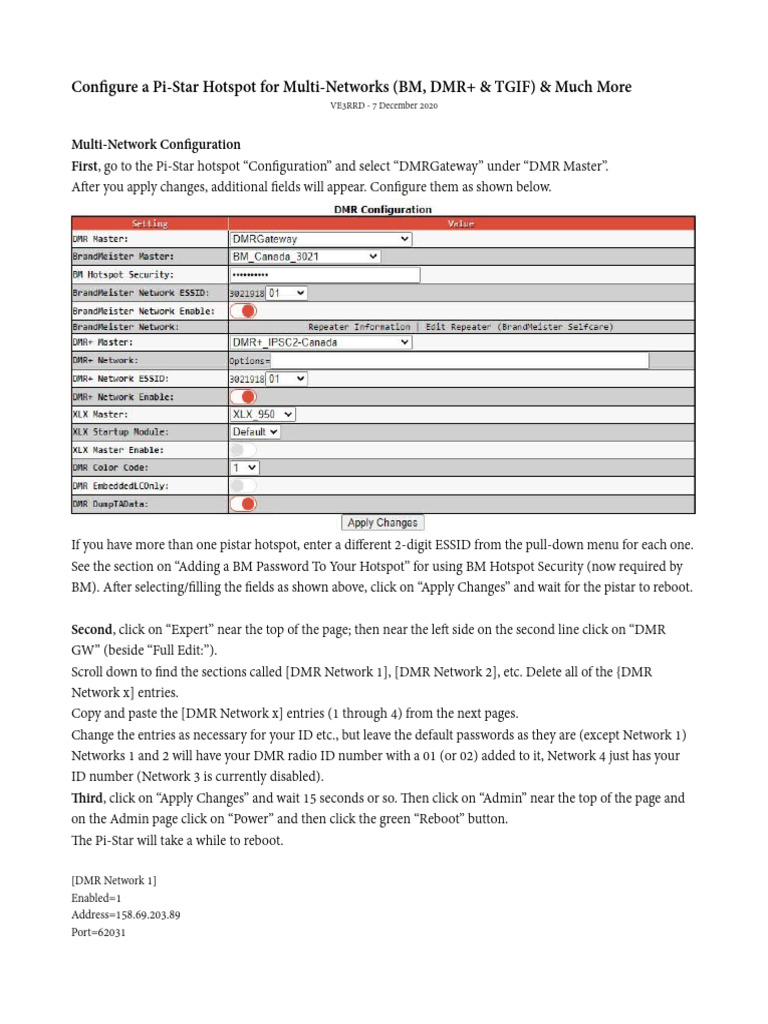 Pi-Star Hotspot Multi-Network Setup Guide | PDF | Computing | System Software
