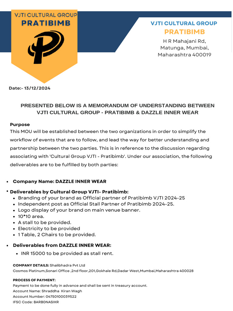 Dazzle Inner Wear Mou - PDF | PDF | Common Law | Contract Law