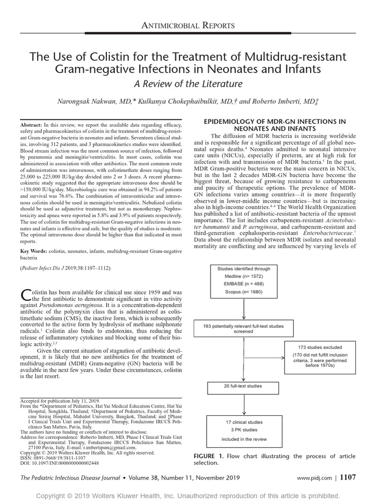 2019 The Use of Colistin for the Treatment of Multidrug-resistant Gram ...