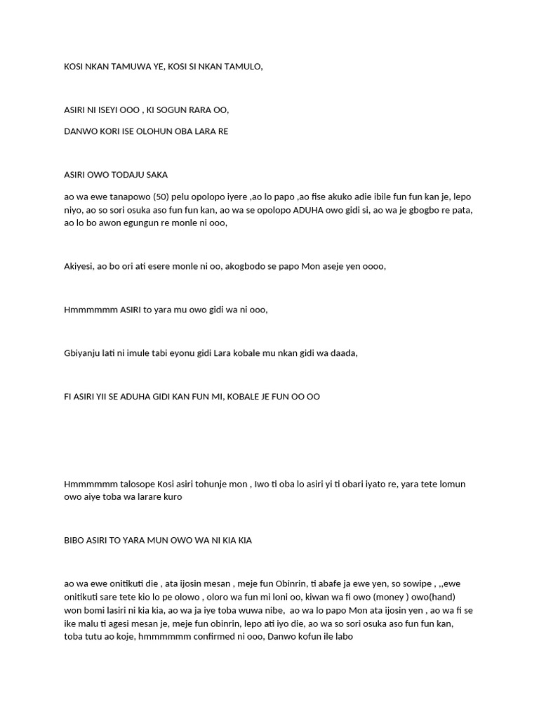 Asiri Owo Todaju Saka | PDF