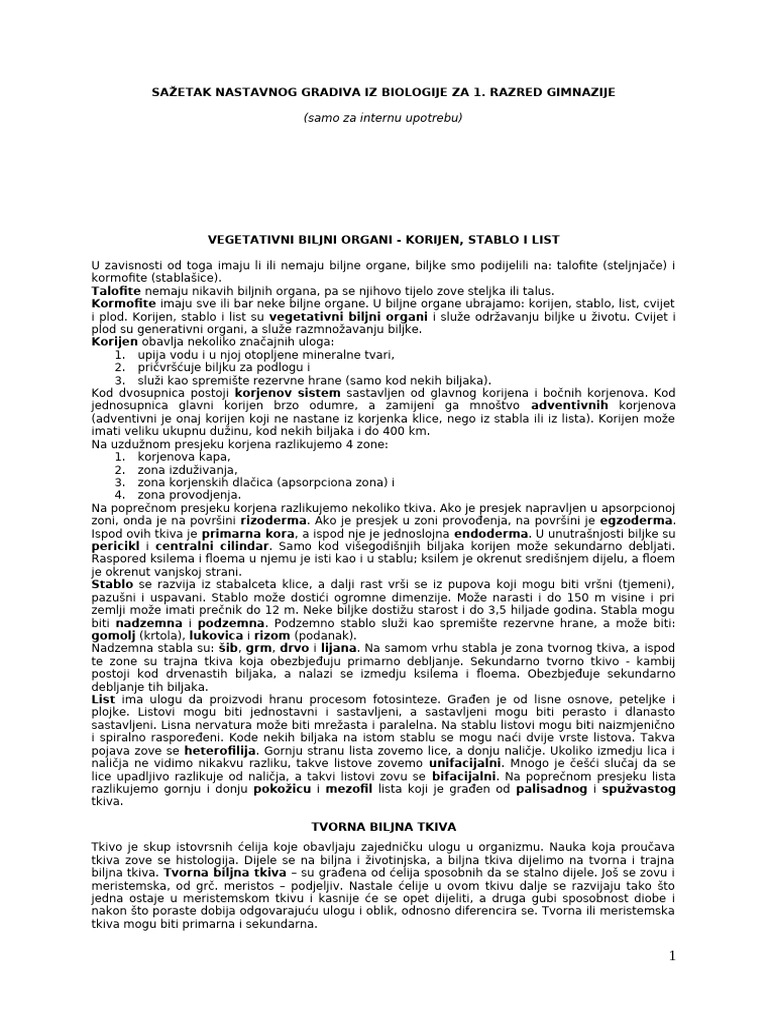 Prvi razred gimnazije | PDF