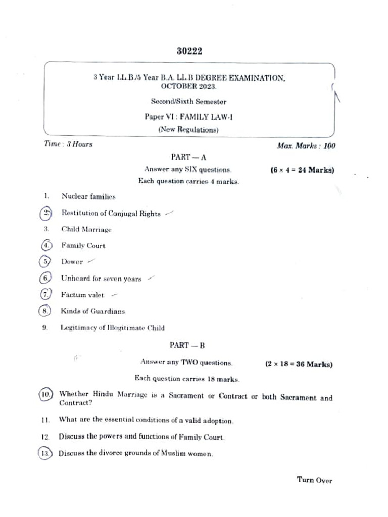3 Year LLB 2nd Semester 2023 October Question Papers Rayalaseema ...