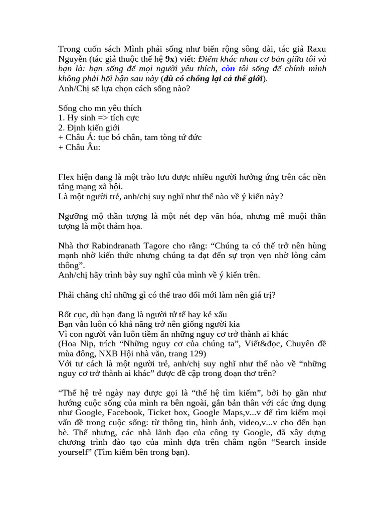 MỘT SỐ ĐỀ THI NLXH SƯU TẦM | PDF