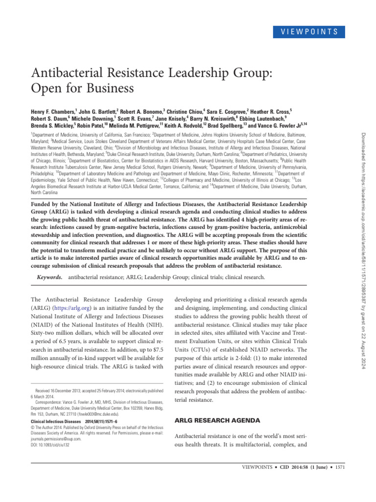 2014 Antibacterial Resistance Leadership Group Open For Business | PDF ...