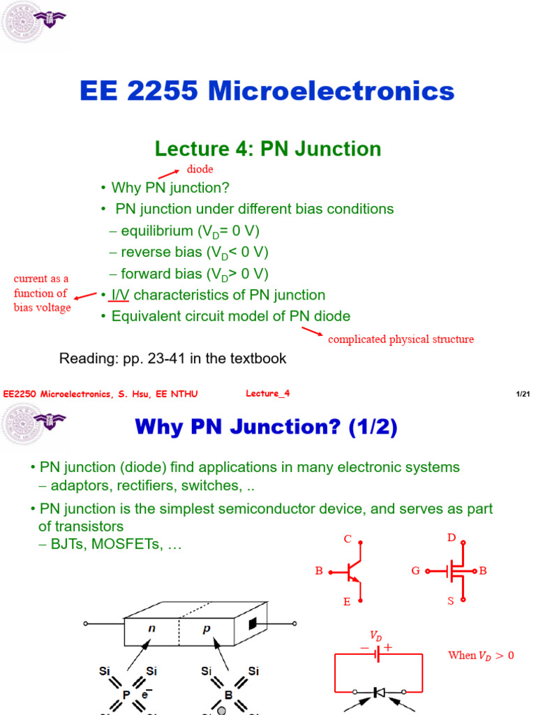 Lecture 4 - PN Junction | PDF | P–N Junction | Bipolar Junction Transistor