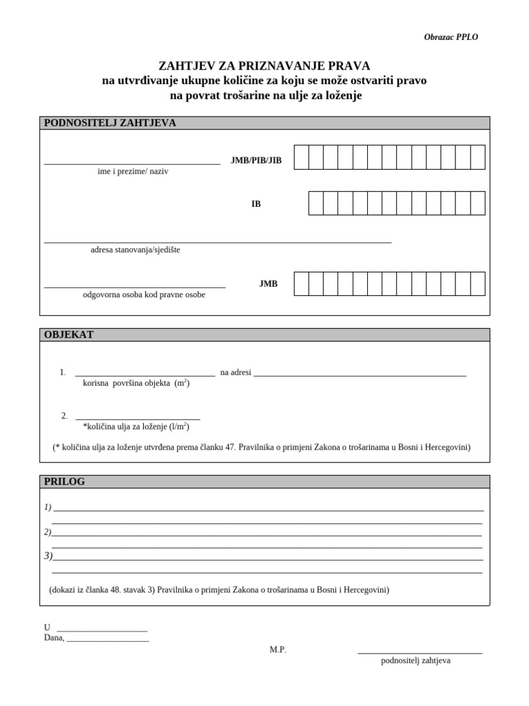 H 1 7 Obrazac PPLO | PDF