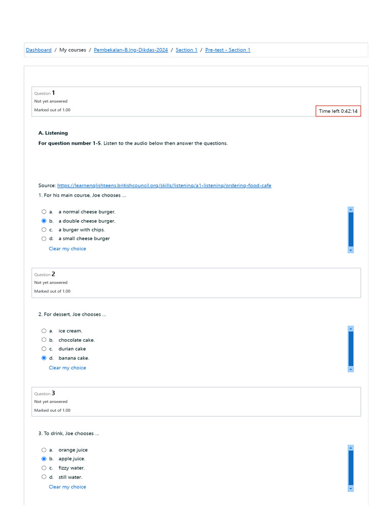 Pre-Test - Section 1 (Page 1 of 4) | PDF