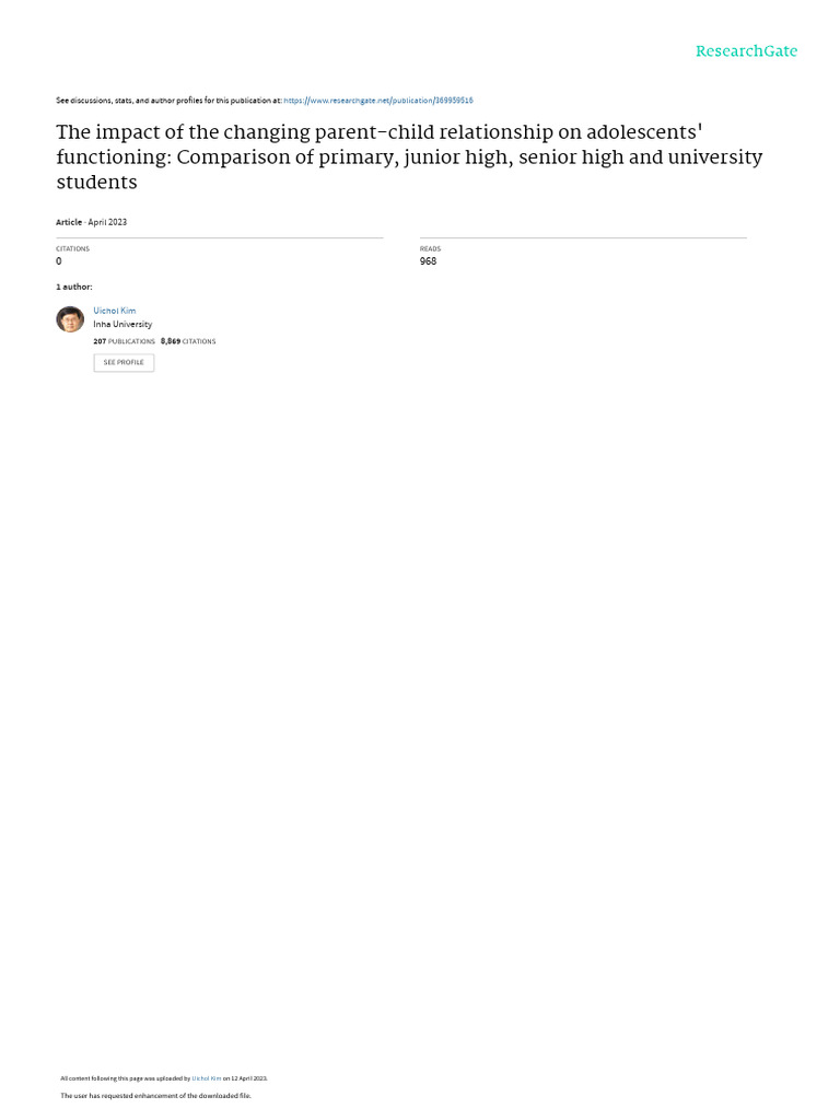 The Impact of The Changing Parent Child Relationship On Adolescents ...