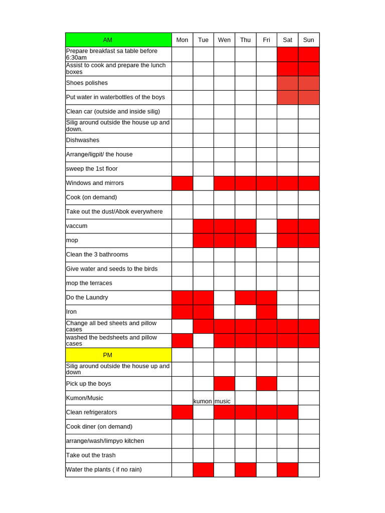Daily Tasks Routines | PDF