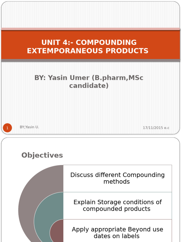 UNIT 4.compounding Extamporaneous Preparation by Yasin Umer | PDF ...
