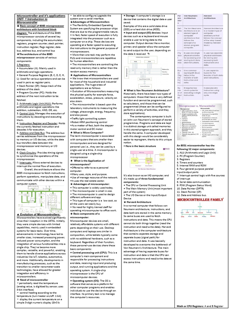Microcontroller and it application | PDF | Random Access Memory | Central Processing Unit
