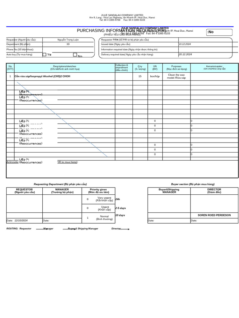 Material Order Form 2024 | PDF