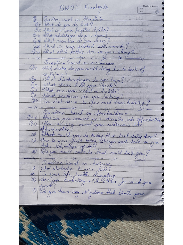 SWOC Analysis Questions | PDF