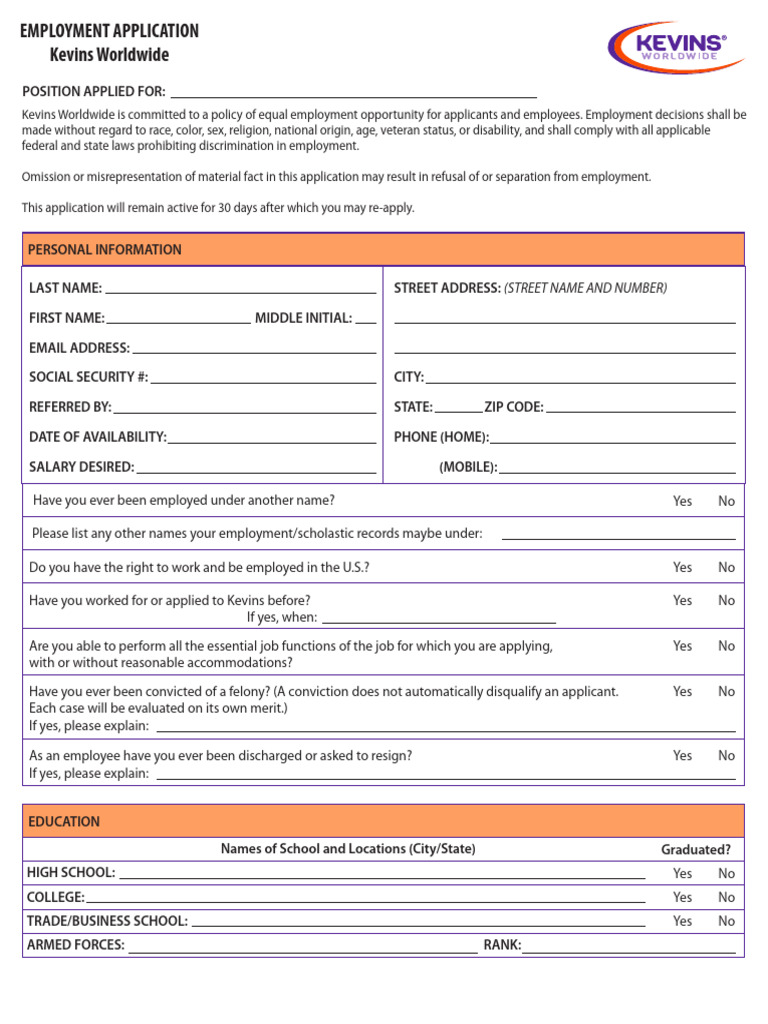 Employment Application 2 | PDF | Employment | Justice