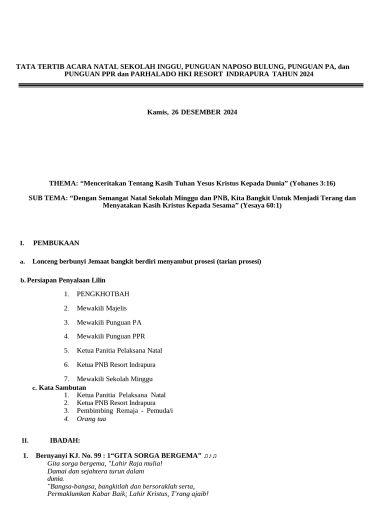 TATA TERTIB Acara Natal PNB HKI RESORT INDRAPURA 2024 | PDF