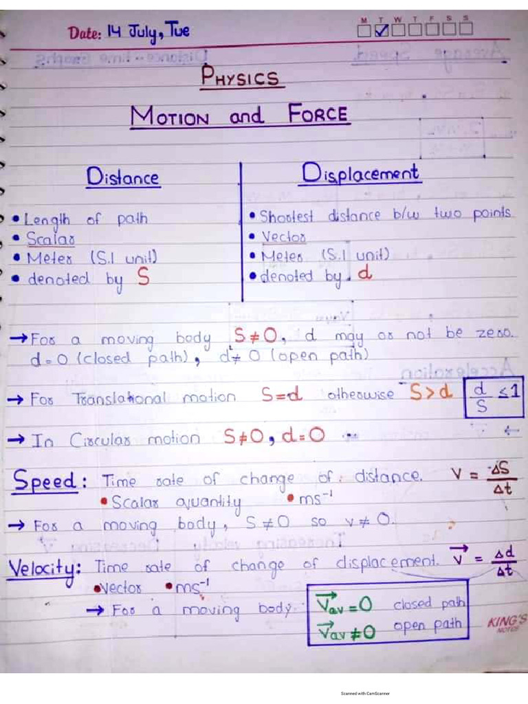 Physics Motion Notes | PDF