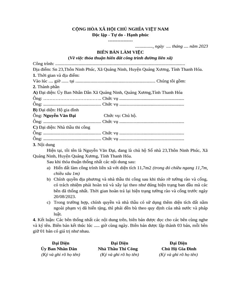 Mau Bien Ban Hien Truong 1 | PDF