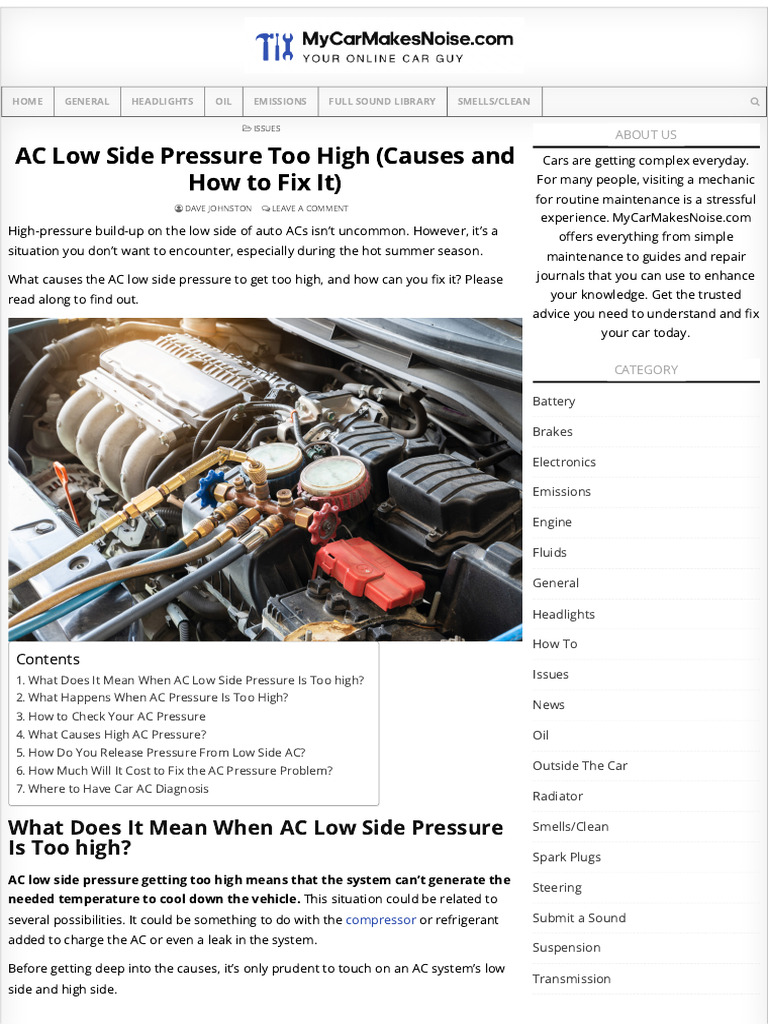 AC Low Side Pressure Too High (Causes and How to Fix It) - My Car Makes ...