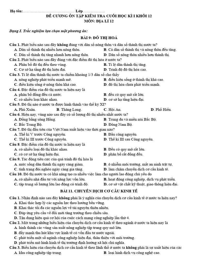 Địa12-DC-HK1 (24-25) - HV | PDF