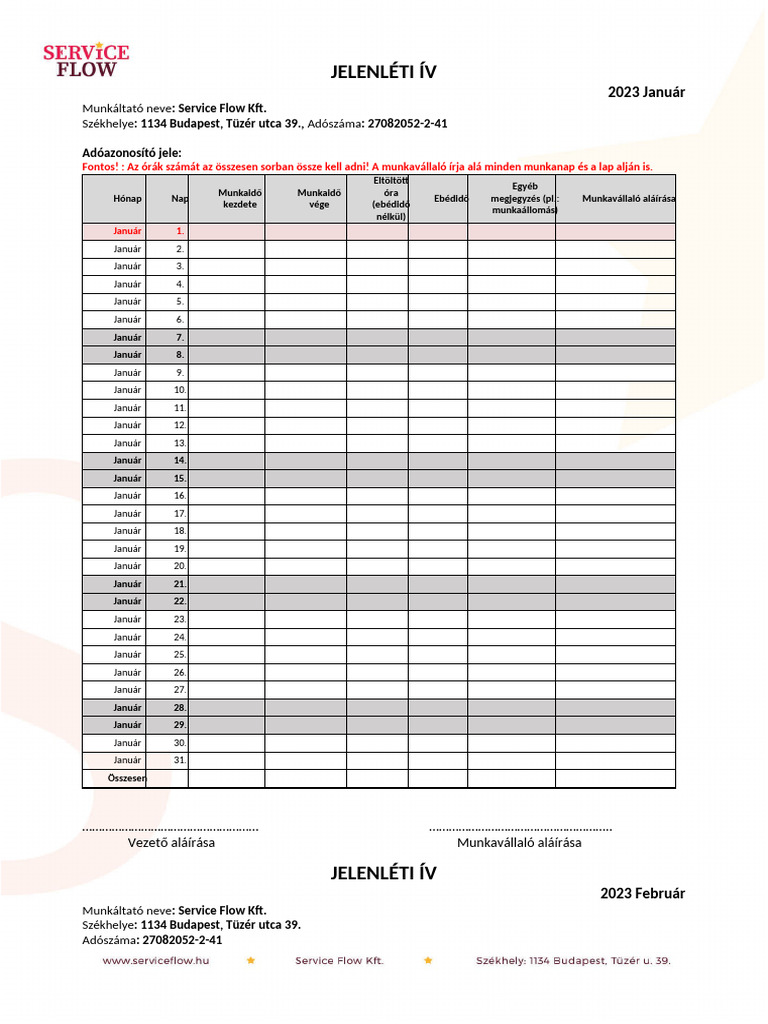 Jelenléti ÍV - 2023 - SF - EFO | PDF