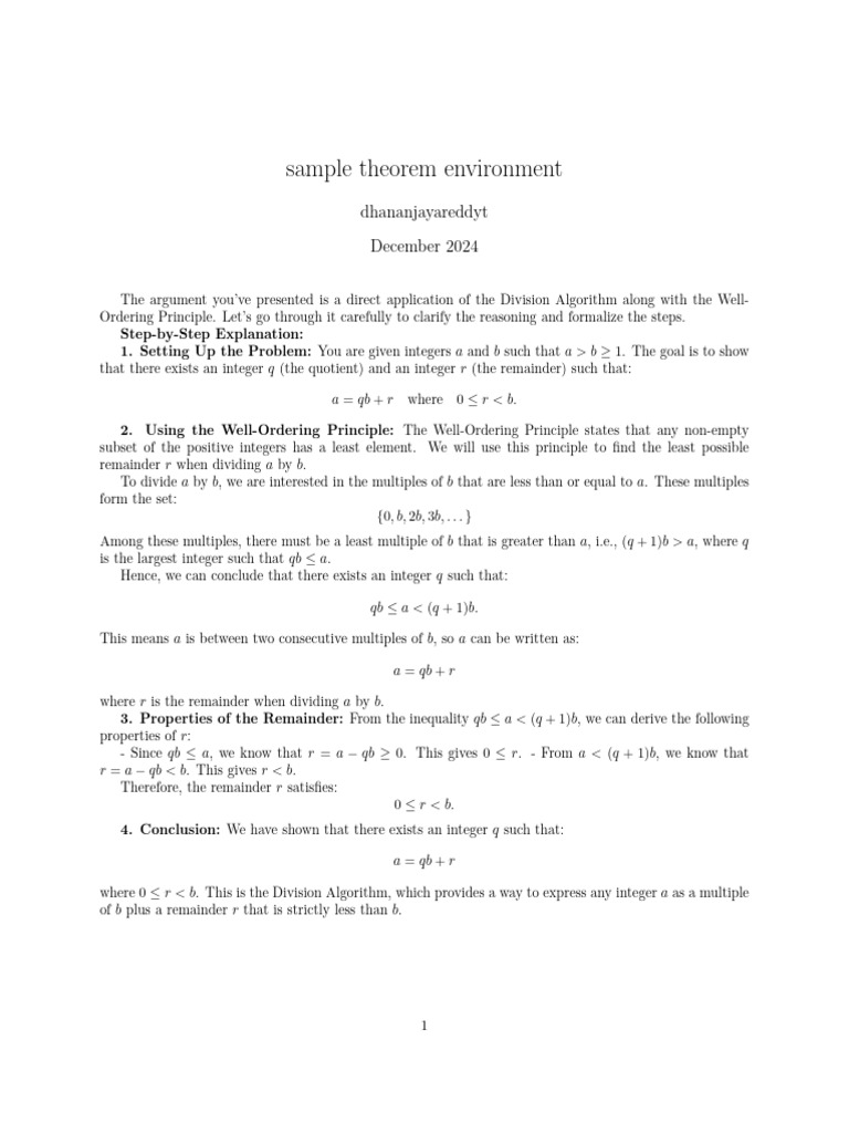 Sample Theorem Environment (1) | PDF | Abstract Algebra | Algorithms