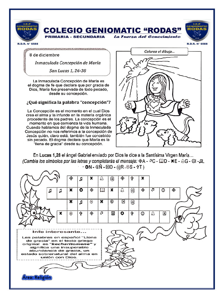 FICHA LA INMACULADA CONCEPCION DE MARIA | PDF
