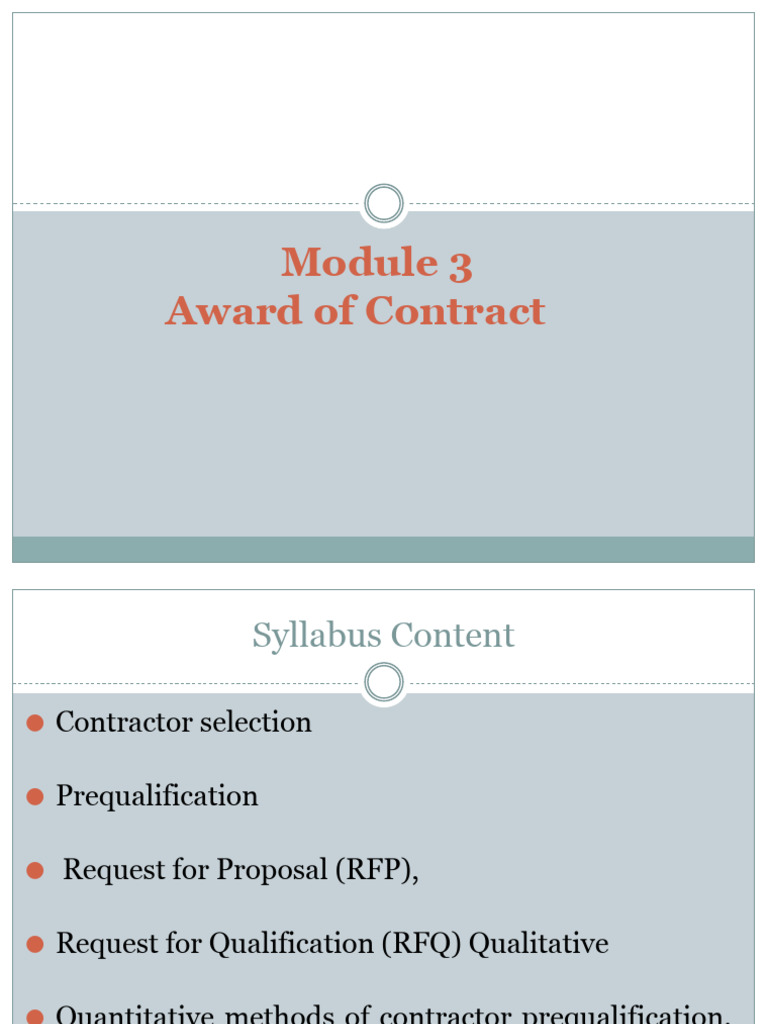 Module 3.Pptx | PDF | Specification (Technical Standard) | Procurement