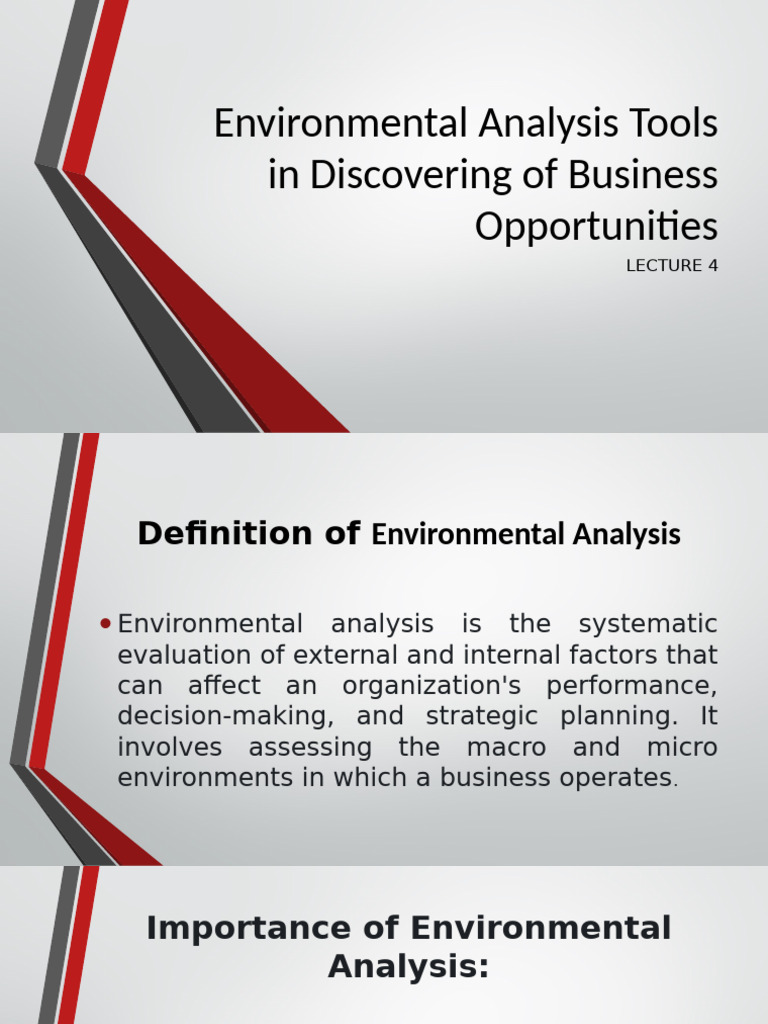 LECTURE 4 Environmental Analysis Tools For Business Opportunities-1 ...