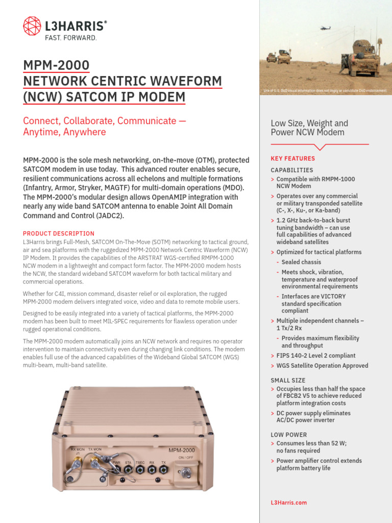 Cs Bcs MPM 2000 NCW Satcom Ip Modem Sell Sheet | PDF | Information And ...