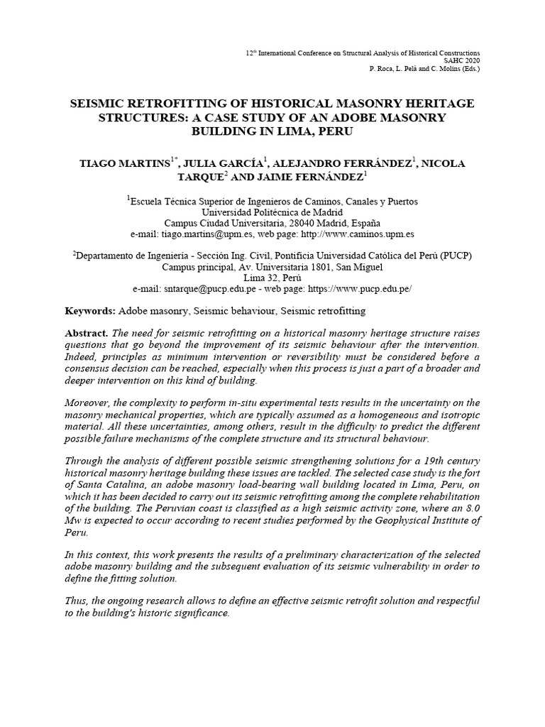 Seismic Retrofitting of Historical Masonry Heritage | PDF | Concrete ...
