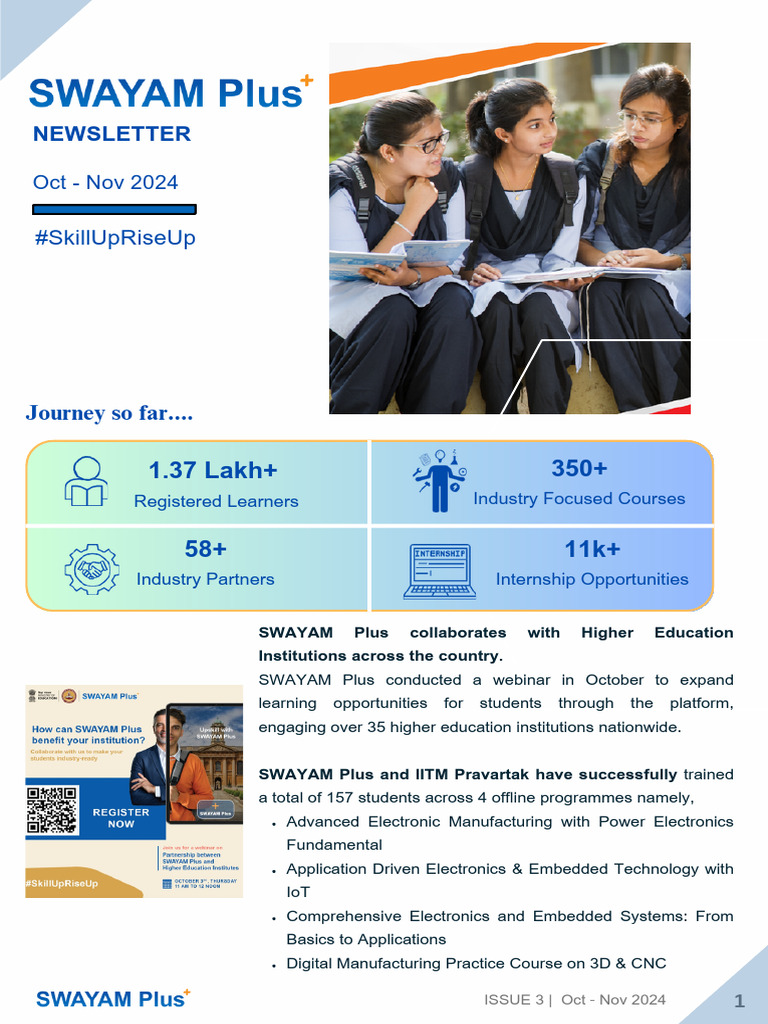 SWAYAM Plus Newsletter_Oct-Nov 2024_issue 3 1 | PDF | Logistics