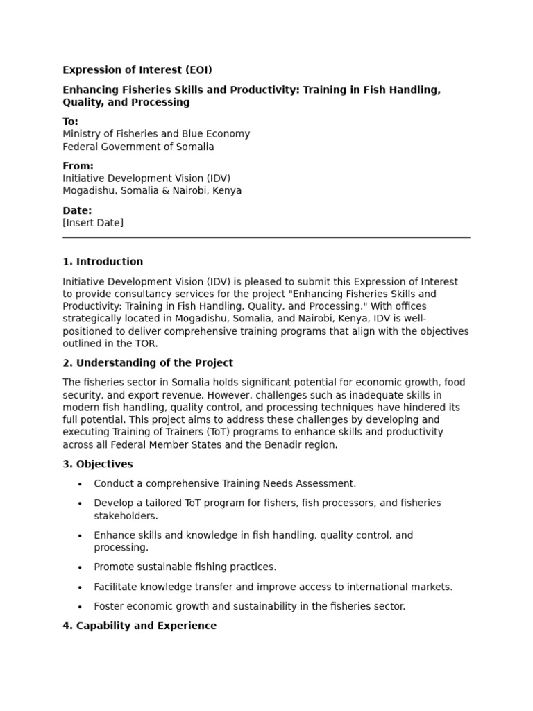 Expression of Interest Sample | PDF | Academic Degree | Somalia