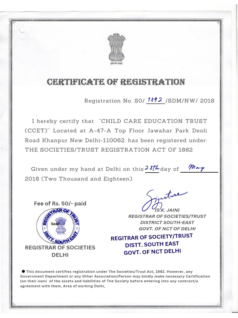 Certificate of Registration | PDF