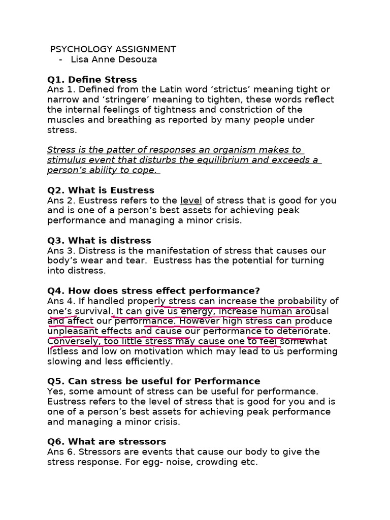 Stress notes | PDF | Stress (Biology) | Social Support