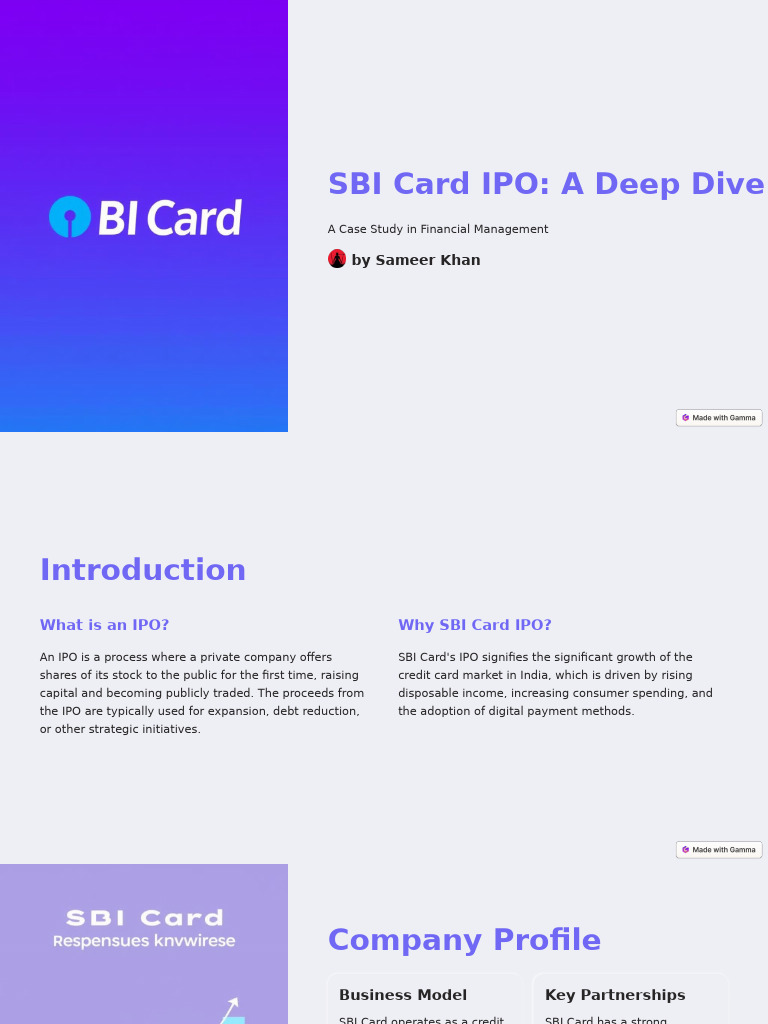 SBI Card IPO: Financial Insights | PDF | Initial Public Offering | Valuation (Finance)