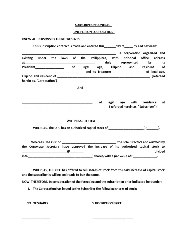 2022SECForm SUBSCRIPTION CONTRACT-OPC | PDF | Stocks | Subscription ...