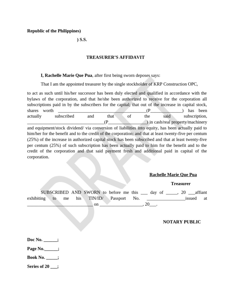 KRP SECForm TREASURERS-AFFIDAVIT | PDF