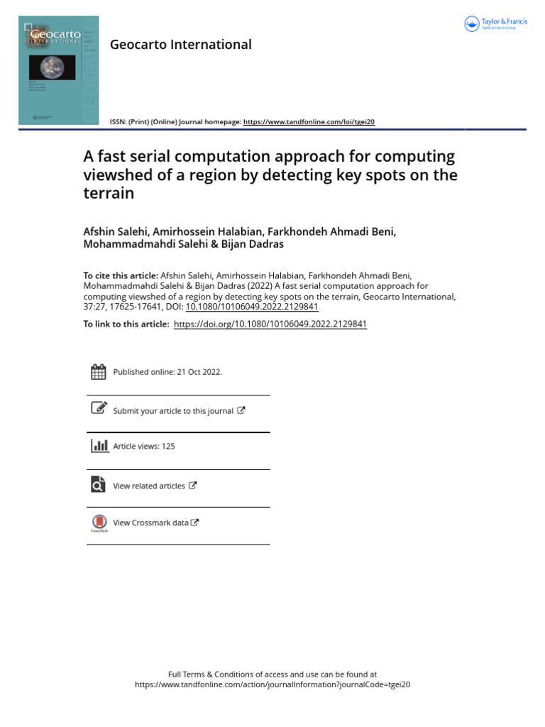 A fast serial computation approach for computing viewshed of a region by detecting key spots on ...