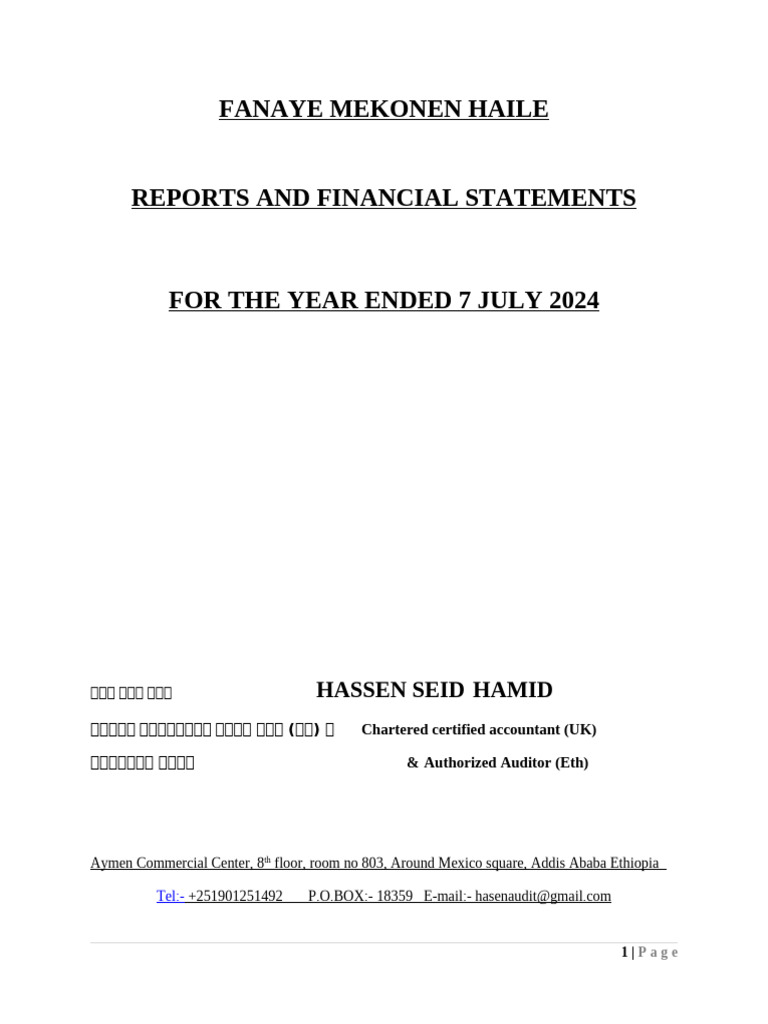 Fanaye audited for 2024 (2) | PDF | Audit | Expense