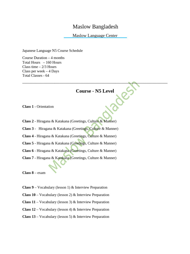 N5 Japanese Language Course Overview | PDF | Japanese Words And Phrases ...