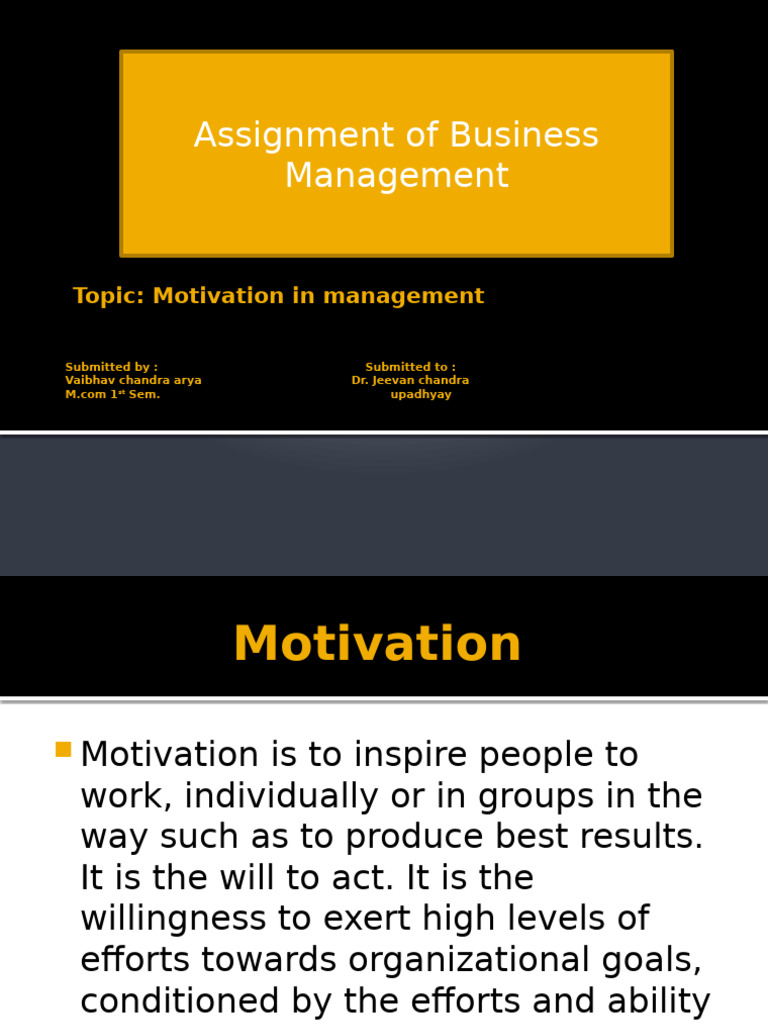 Motivation in Management | PDF | Motivational | Motivation