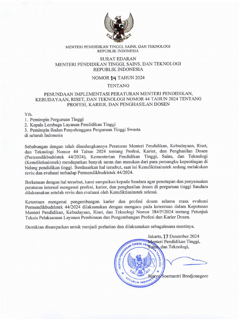 SE Nomor 14 Tahun 2024 | PDF