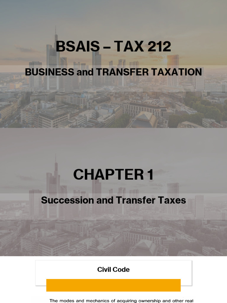Tabag - Transfer and Business Taxation Chapter 1 | PDF